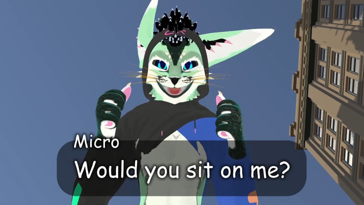 The micro asked the macro Rex to sit on him