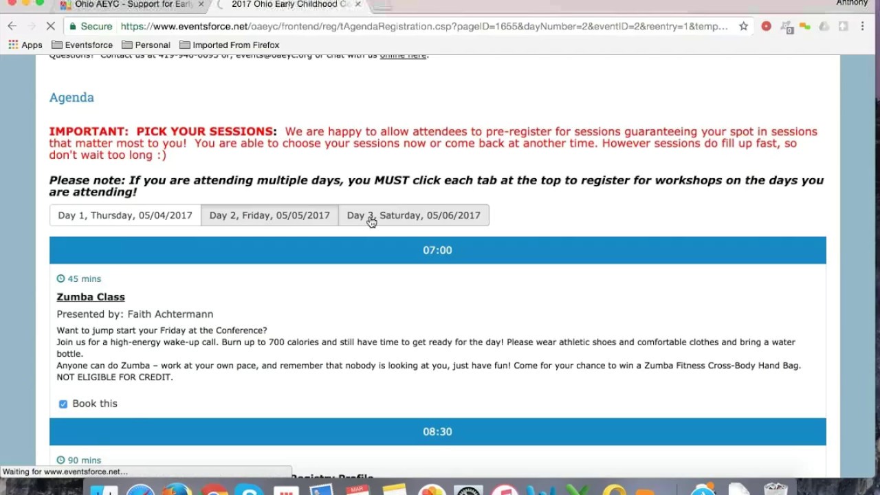 Registration Walkthrough: 2017 Sessions