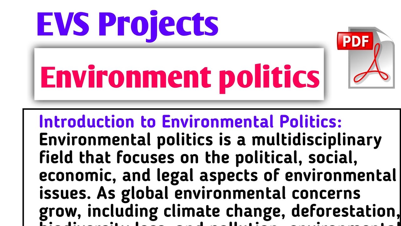 EVS practical environmental politics Answer in PDF | Environment education and water security in PDF