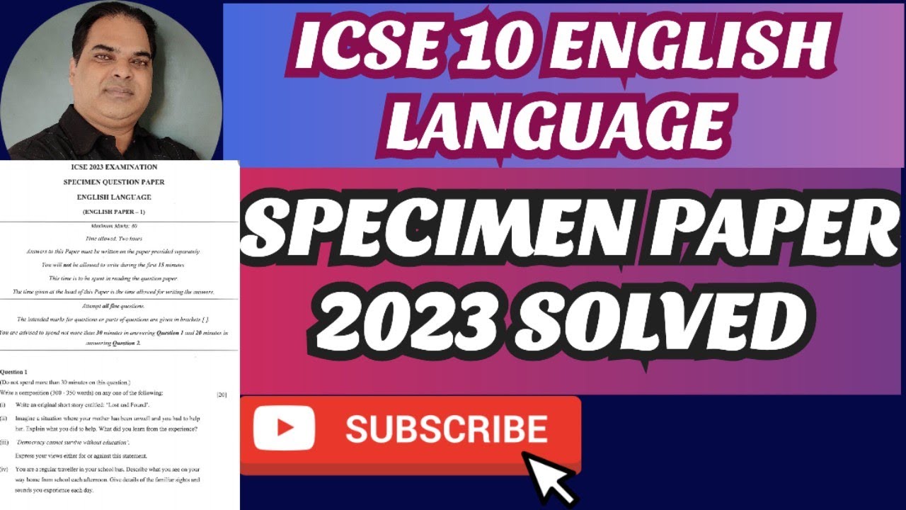 ICSE ENGLISH LANGUAGE SPECIMEN 2023 SOLVED