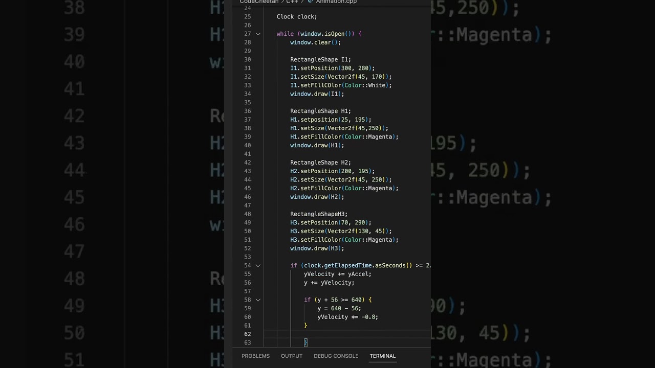 A quick little animation in C++ #cplusplus #coding  #programming  #code  #coder  #programmer