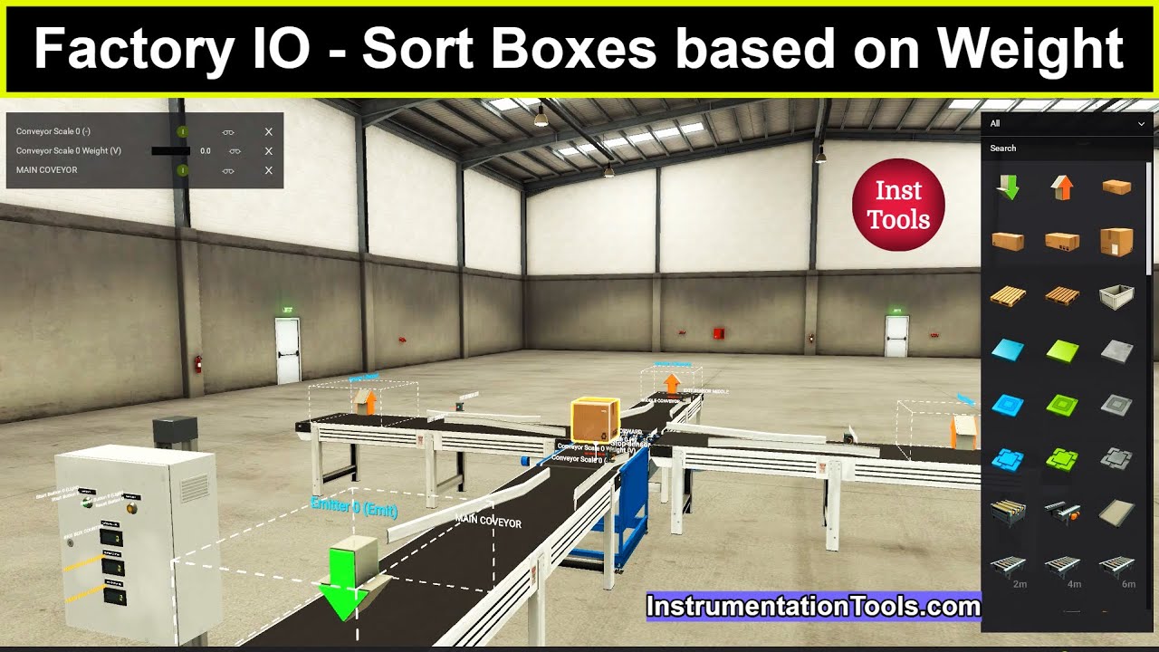 Factory IO Training - Sorting Boxes based on Weight - Virtual PLC Projects