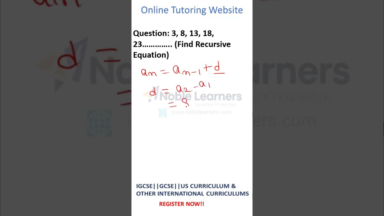 Recursive Equation for an Arithmetic Sequence|Finding Nth term using Recursive Equation|online maths