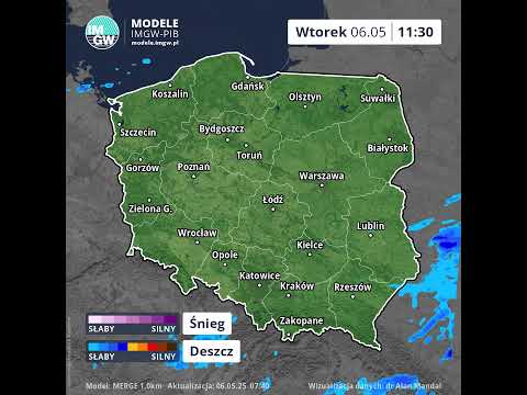 Wtorek #prognoza opadu na 8 godzin 6.05.2025 #shortvideos #imgw #pogoda #news