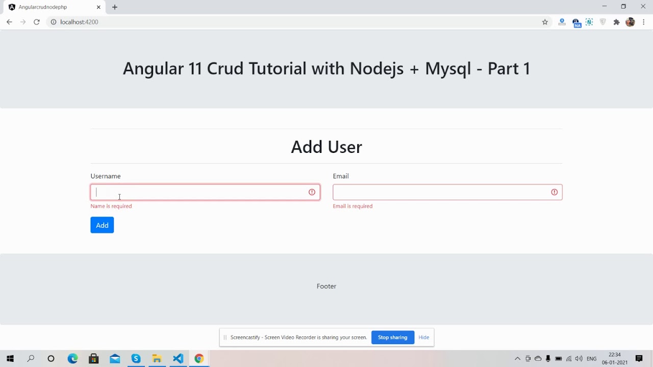 Angular 11 Crud Tutorial with Nodejs and MySQL part 1