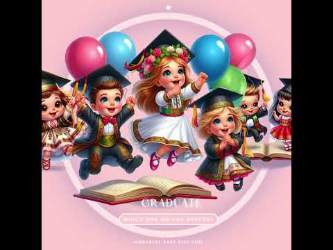 Graduate Kids Clipart,Bulgarian Boy, Bulgarian Girl,Graduation clipart, Graduates 2024,Diploma ,prom