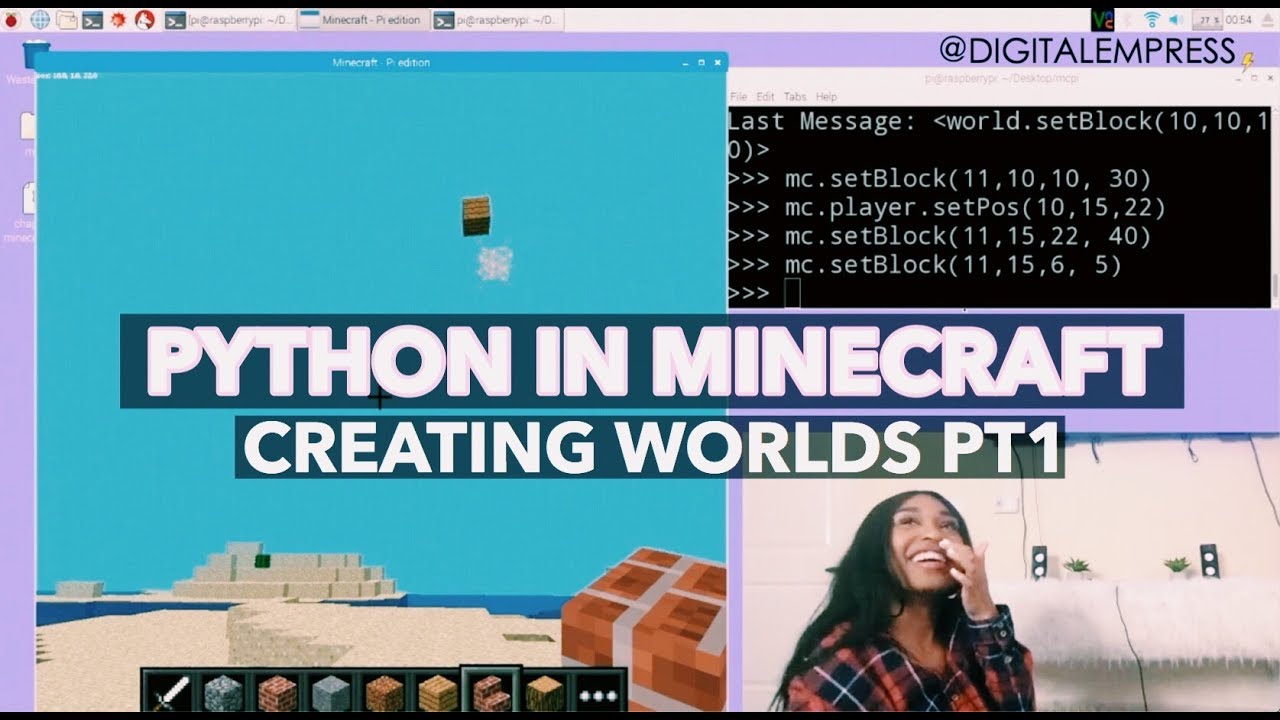 Creating Worlds In MINECRAFT using Raspberry Pi Pt 1| Python for Beginners