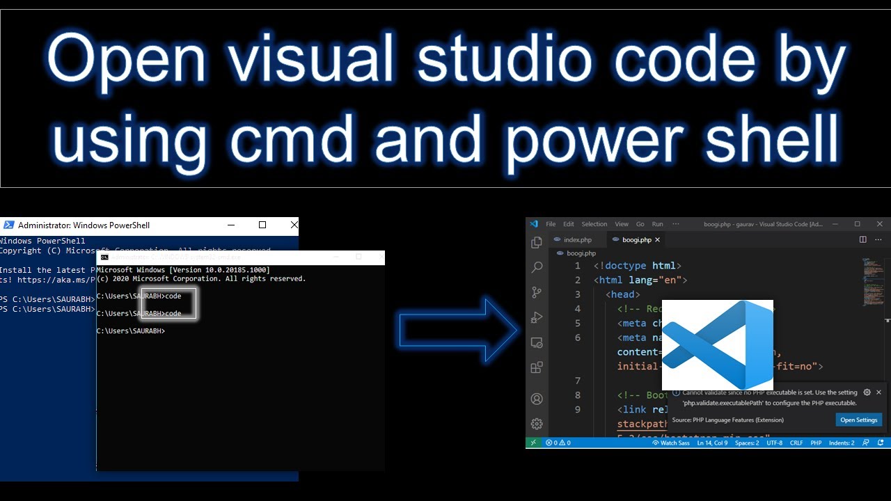 How To Open Visual Studio Code From Command Prompt | powershell
