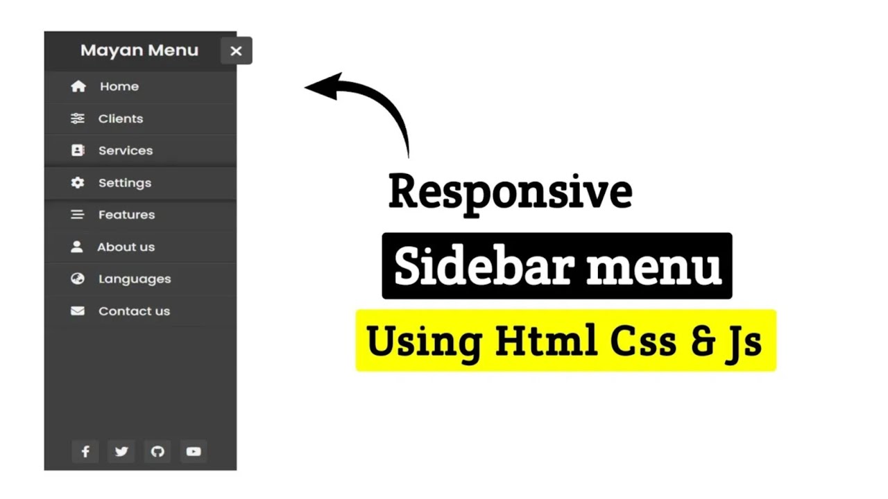 Responsive Sidebar Menu Using HTML, CSS & JavaScript | Smooth Slide Menu | By Mayancoders