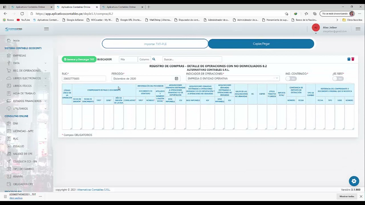 Sistema contable simplificado - ONLINE (GRATIS)