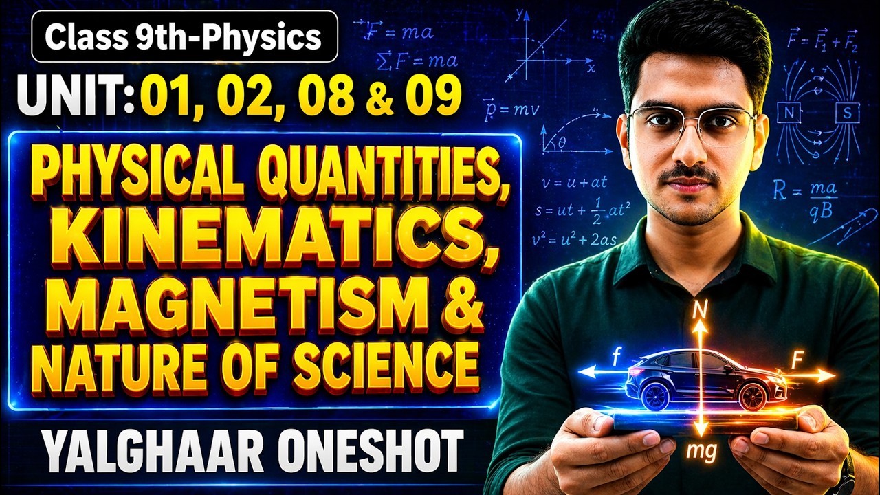 9th Physics Unit-01, 02, 08 & 09 (Physical Quantities, Kinematics, Magnetism & Nature OF Science)
