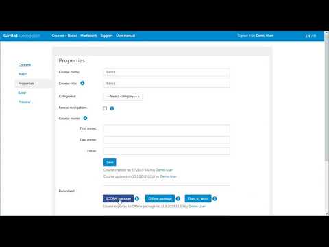 Gimlet Composer Download SCORM | Lataa SCORM-paketti