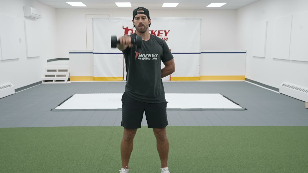 Single Arm DB Front Raise Drop and Catch