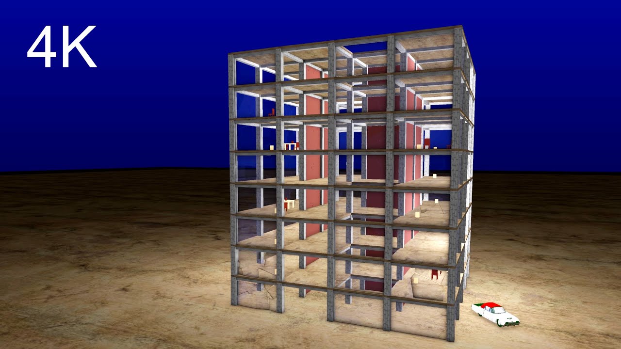 Call Center Tower vs. Major Quake (3D Collapse Simulation)