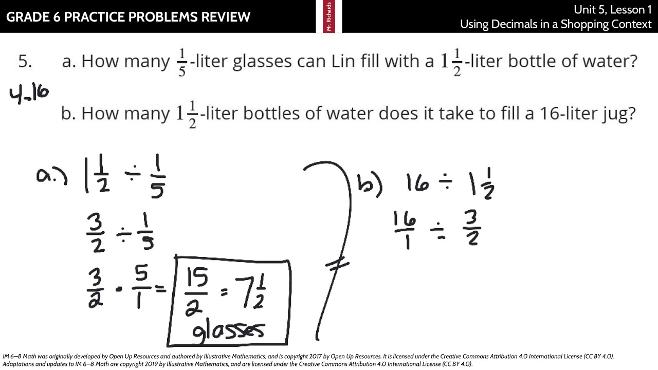 Grade 6, Unit 5, Lesson 1 Practice Problems