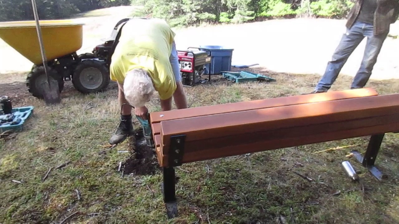 Installing a Park bench on Rock