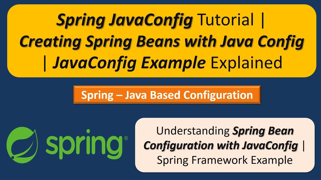Spring JavaConfig Tutorial | Creating Spring Beans with Java Config | JavaConfig Example Explained