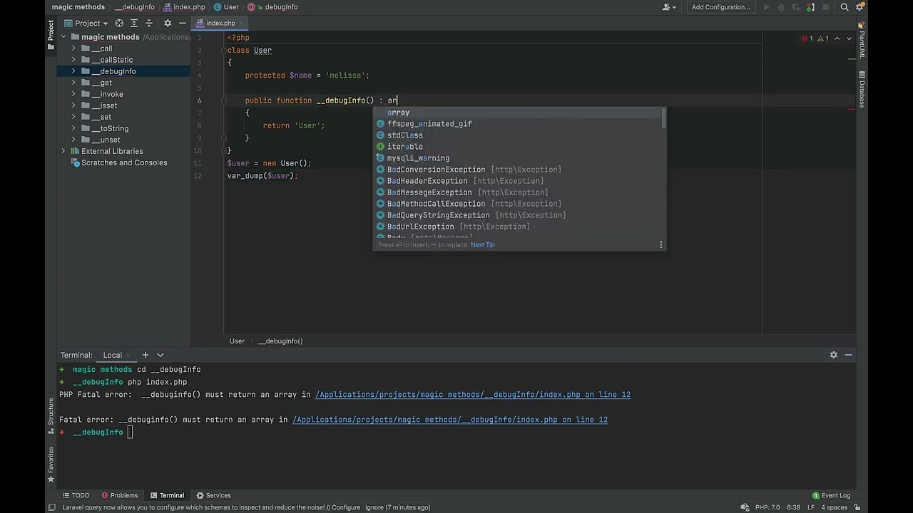 What is __debugInfo in php
