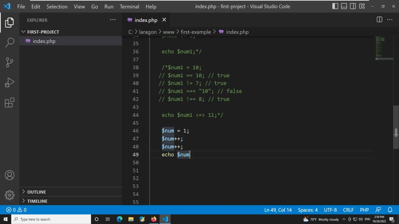 17- PHP Increment and Decrement Operators