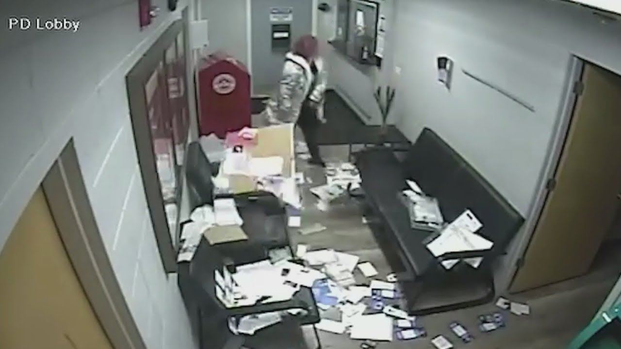 Island Lake Police search for woman caught on video damaging department lobby