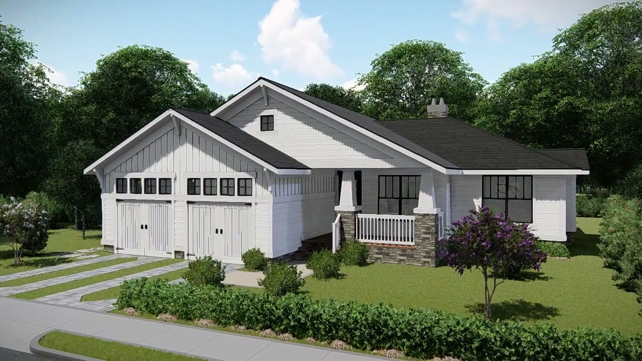 Prairie-Inspired Bungalow Plan with Screened-In Porch from The Plan Collection