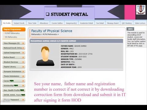 GCUF class orientation, guide to student portal, submit assignment, subject enrolments, change data