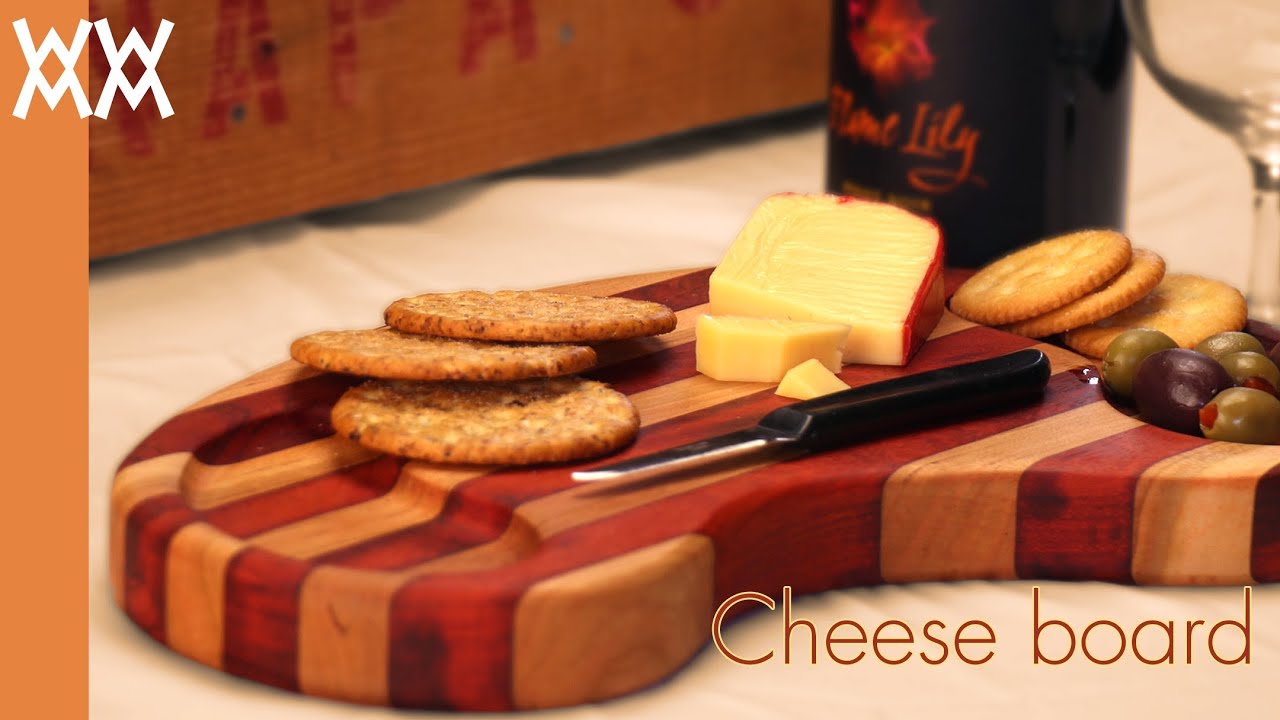 Wooden cheese board. You can make this simple cutting board project.