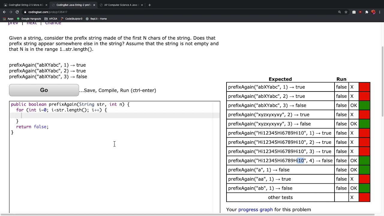 CodingBat String 2 prefixAgain