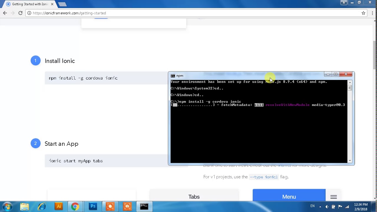 Cordova and Ionic Installation - Learn Ionic Framework