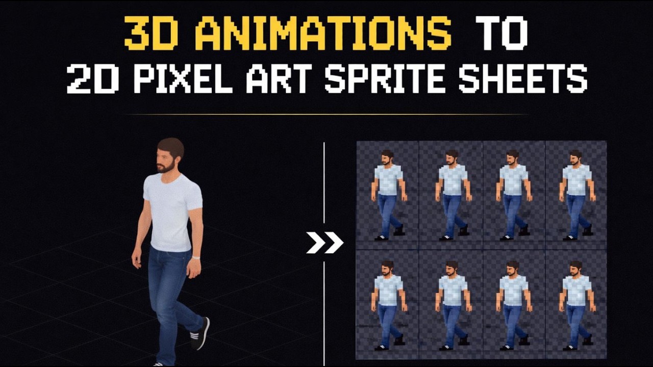 Convert 3D Animations into 2D Animated Pixel Art Sprite Sheets