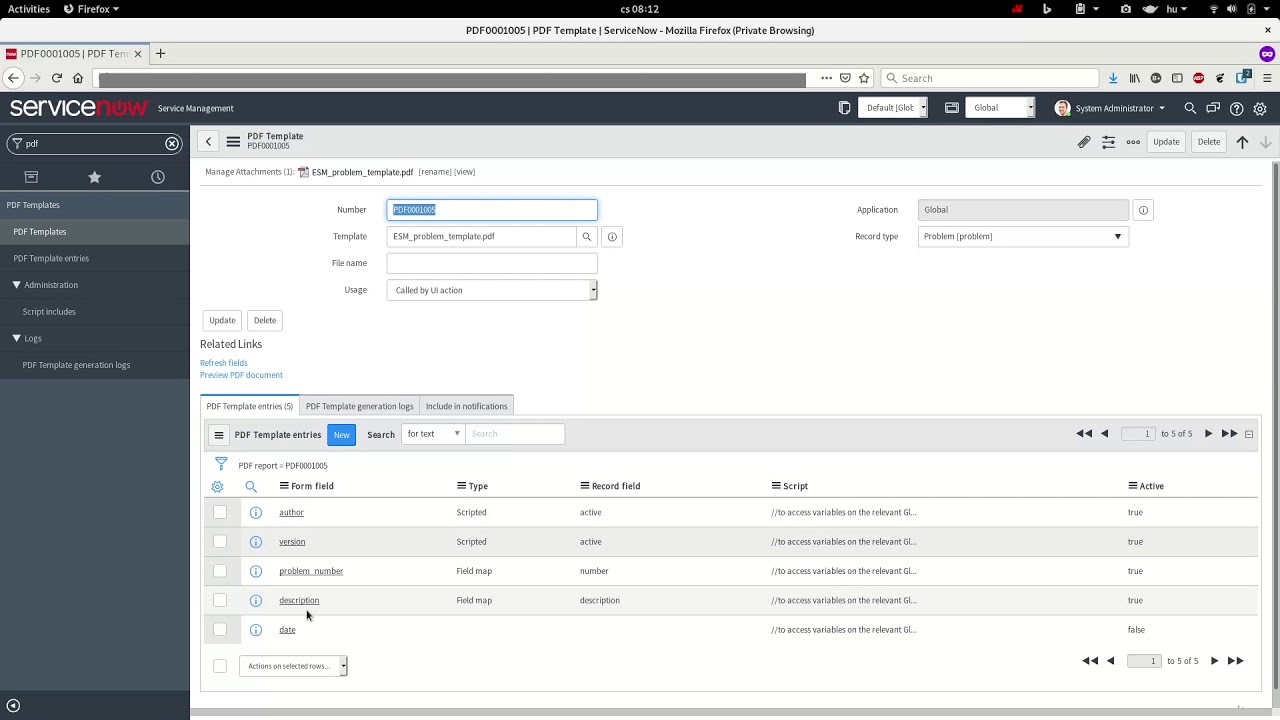 PDF Generator for ServiceNow - 2 - PDF field mapping