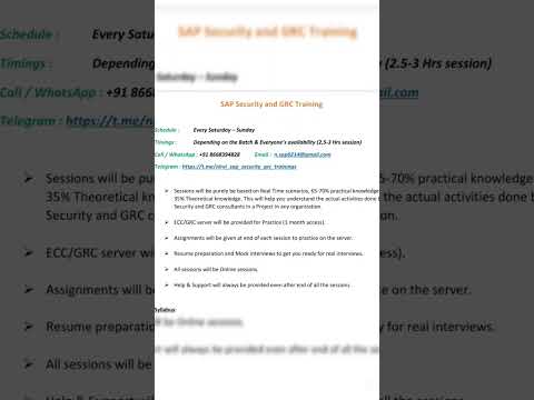 WhatsApp on 8668394828 for SAP Security and GRC trainings. #SAP Security and GRC