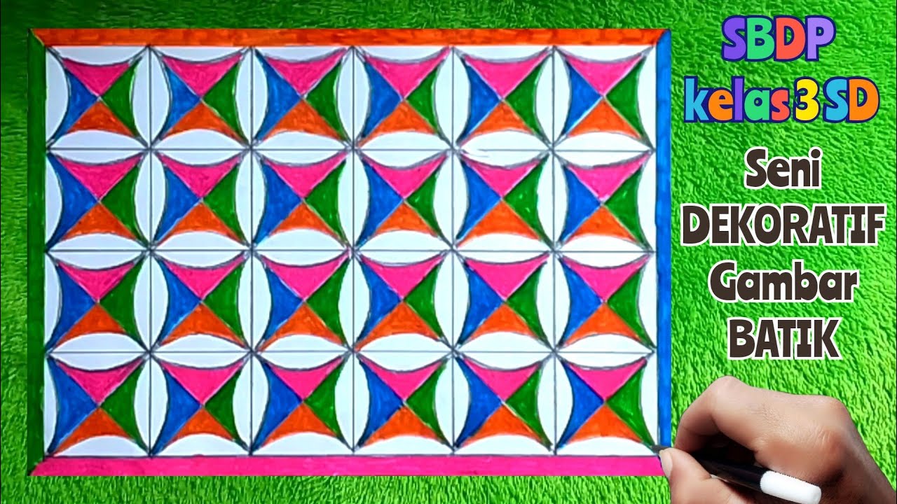 SBDP kelas 3 SD seni dekoratif motif batik, menggambar batik kawung.