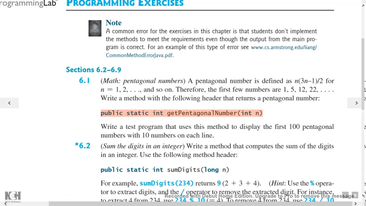 Introduction To Java Programming   Exercise 6 1a