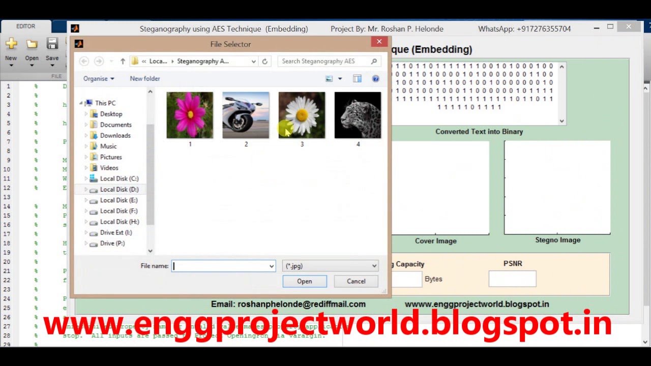 Steganography using AES Algorithm Matlab Project full Source Code