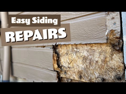 Water damaged siding repairs. Fixing TruWood Siding.