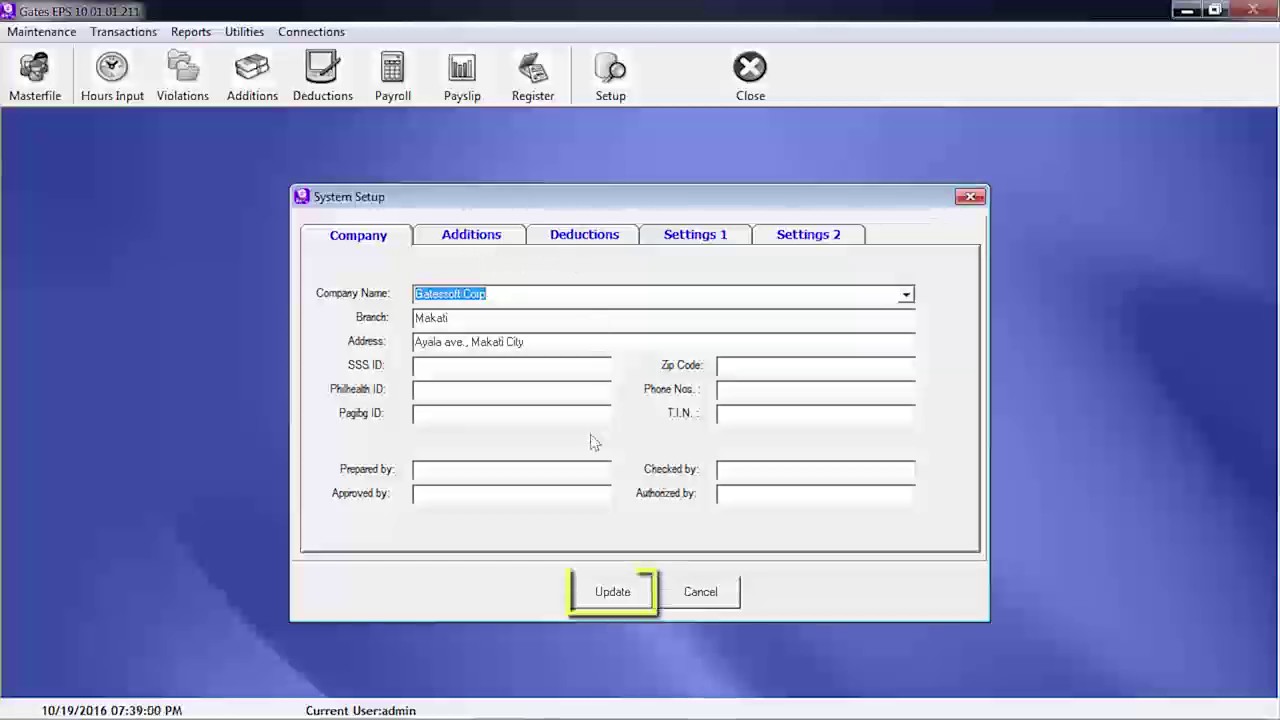 SETUP COMPANY DETAILS (System Setup Module)