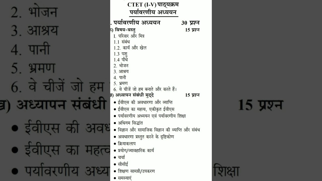 CTET (EVS) Syllabus