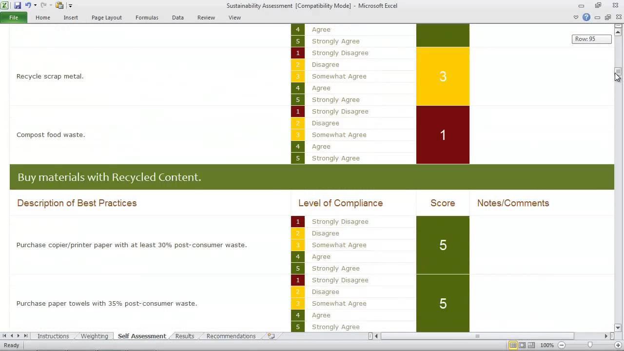 Sustainability Assessment Template
