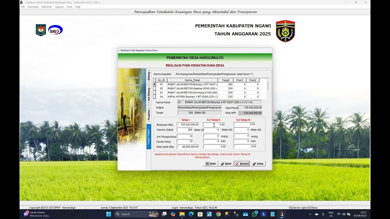 Village Fund Input Output Tutorial on SISKEUDES 207