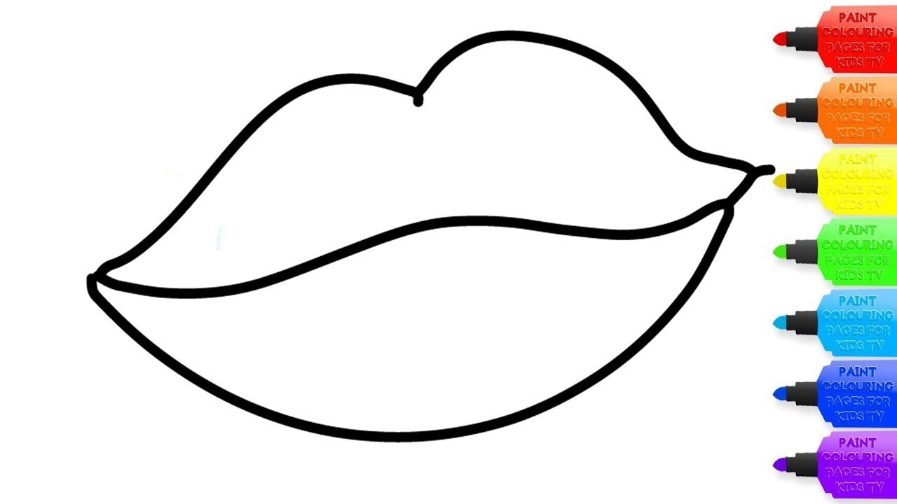 How to draw lips coloring page for kids I learn coloring book with lips