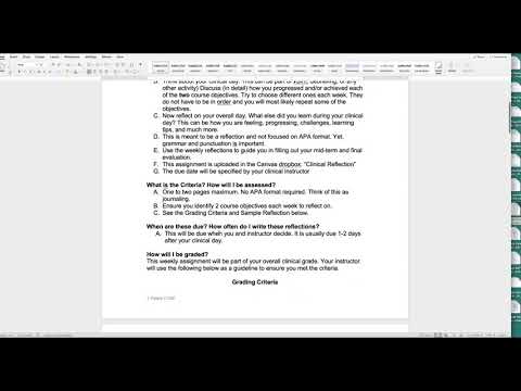 Clinical Reflection Instructions