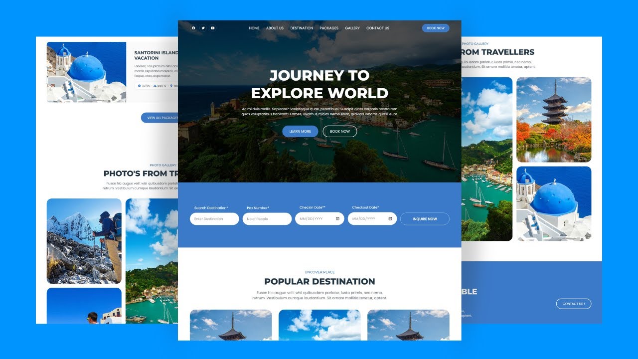Tour & Travel Website Design Using HTML, CSS & JavaScript | Free Source Code 🌍