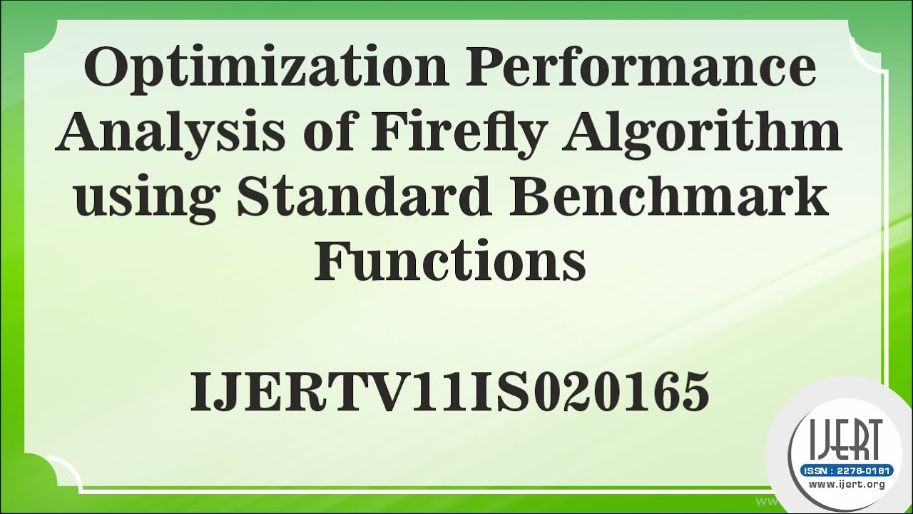 Optimization Performance Analysis of Firefly Algorithm using Standard Benchmark Functions