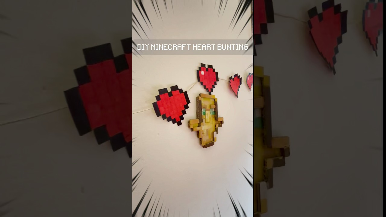 diy MINECRAFT pixel heart bunting❤️‍🩹#tiktokeffects