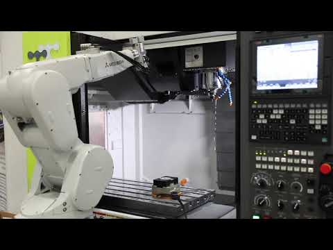 Tongtai VP-10 Close Up of VMC w Mitsubishi RV-13 Robot Loading & Unloading