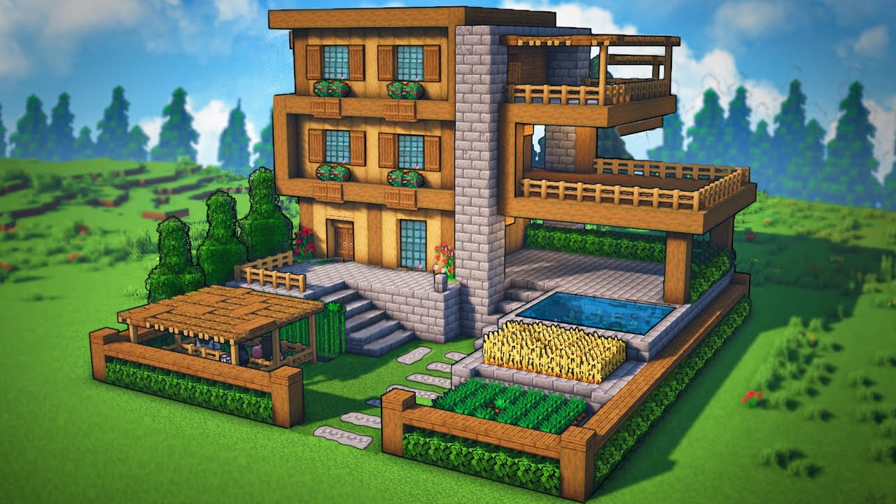 Minecraft: How To Make A Modern Wooden Survival House | Tutorial ...