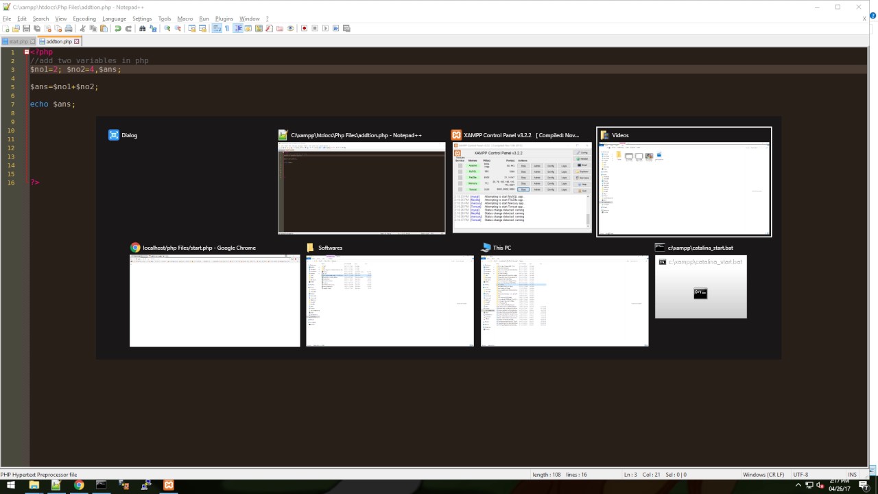 Part 2  : Addition of two no in PHP
