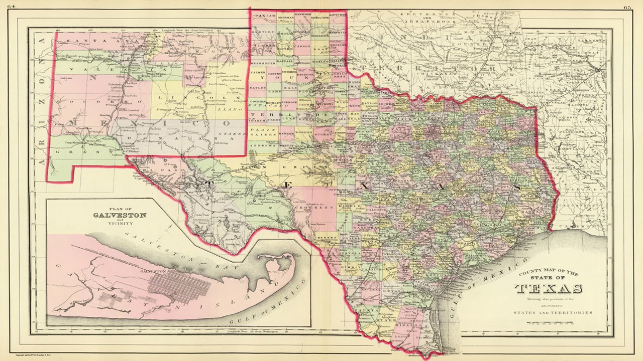 Map of Texas Counties (1890)