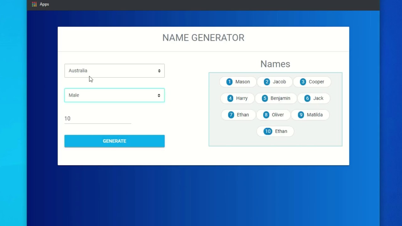 JavaScript Project Ideas #9 (Name Generator)